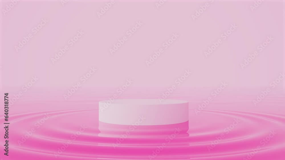 Pink animation water wave. 3d empty pedestal. Presentation commercial ...