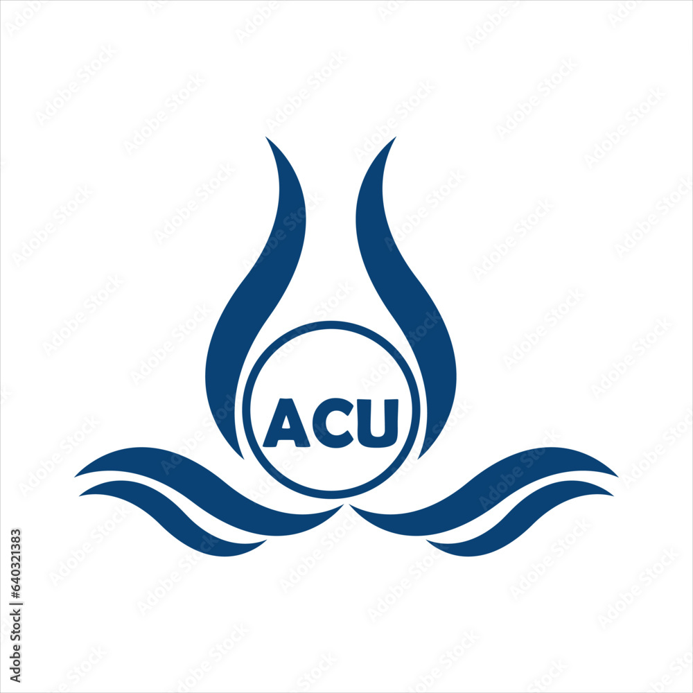 ACU letter water drop icon design with white background in illustrator ...