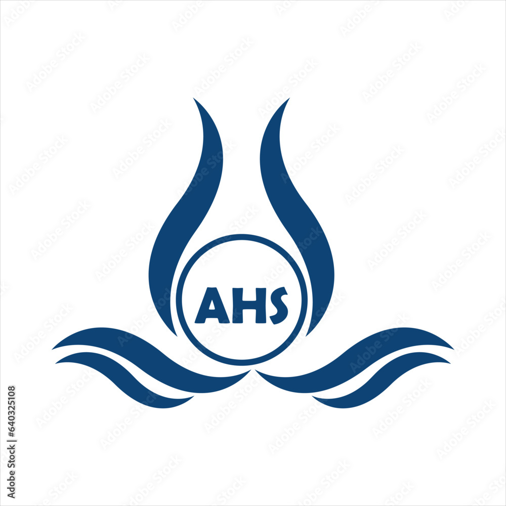 AHS letter water drop icon design with white background in illustrator ...