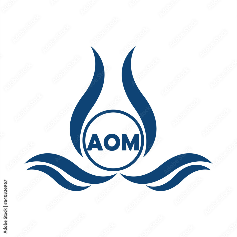 AOM letter water drop icon design with white background in illustrator ...