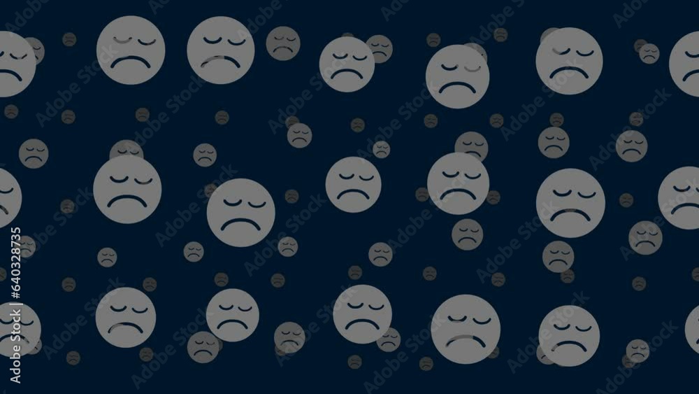 Depression symbols float horizontally from left to right. Parallax fly ...