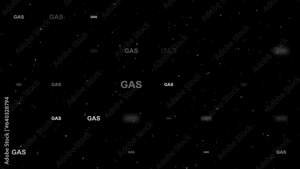 Template animation of evenly spaced gas text symbols of different sizes ...