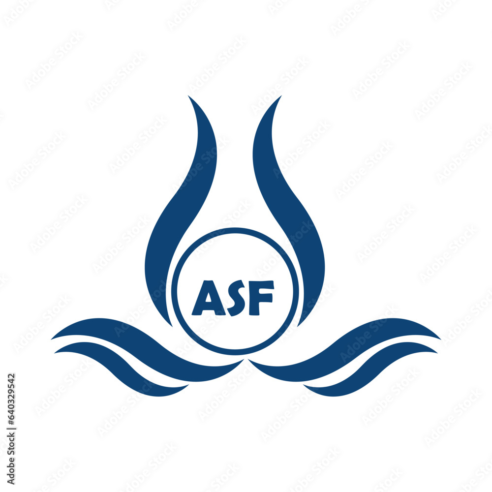 ASF letter water drop icon design with white background in illustrator ...
