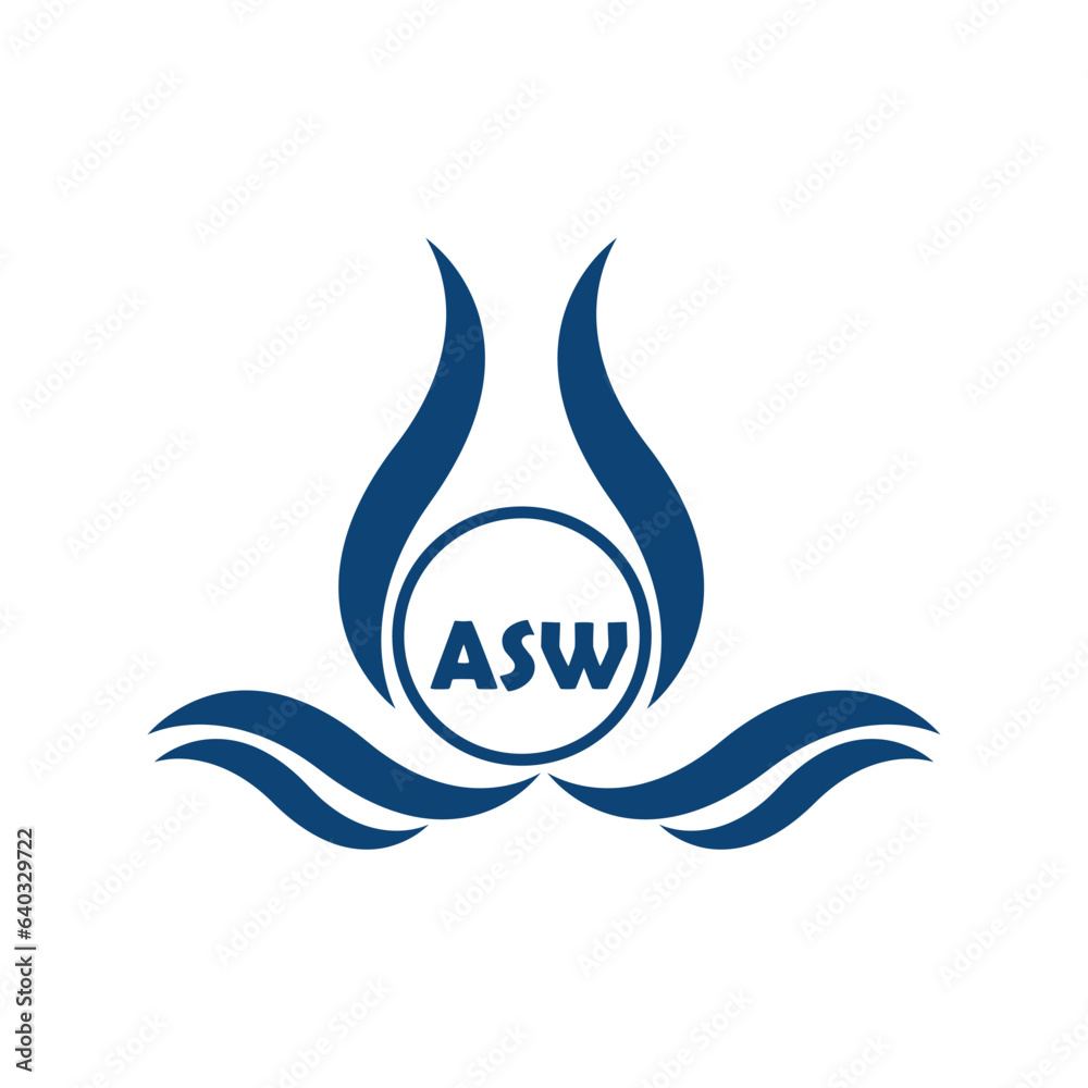 ASW letter water drop icon design with white background in illustrator ...