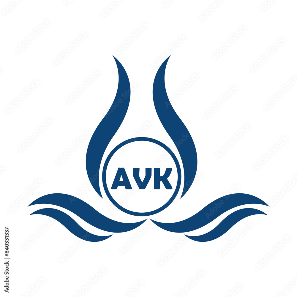 AVK letter water drop icon design with white background in illustrator ...