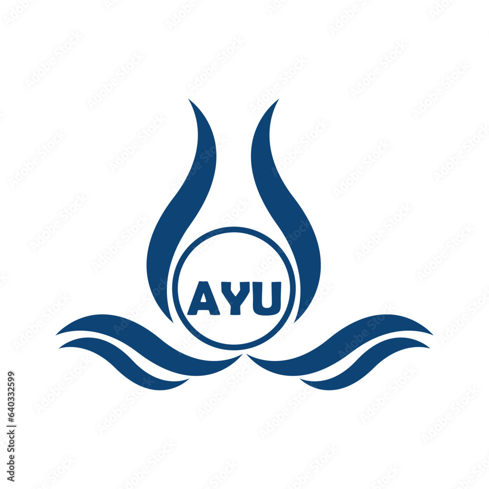 AYU letter water drop icon design with white background in illustrator ...