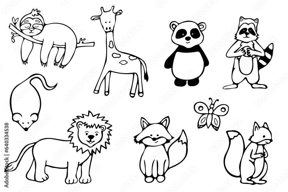 Collection of wild animals, world animal day Stock Vector | Adobe Stock