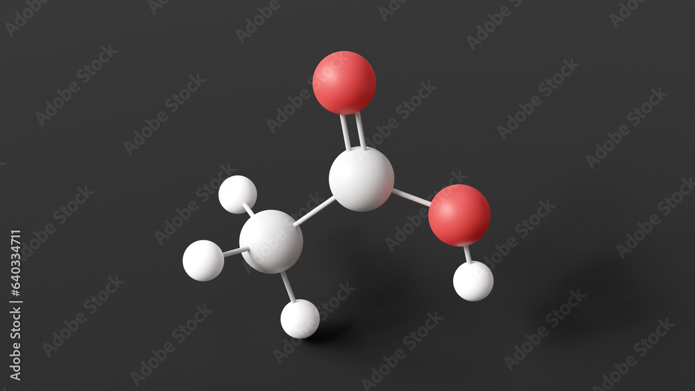 acetic acid molecule, molecular structure, food additive e260, ball and ...