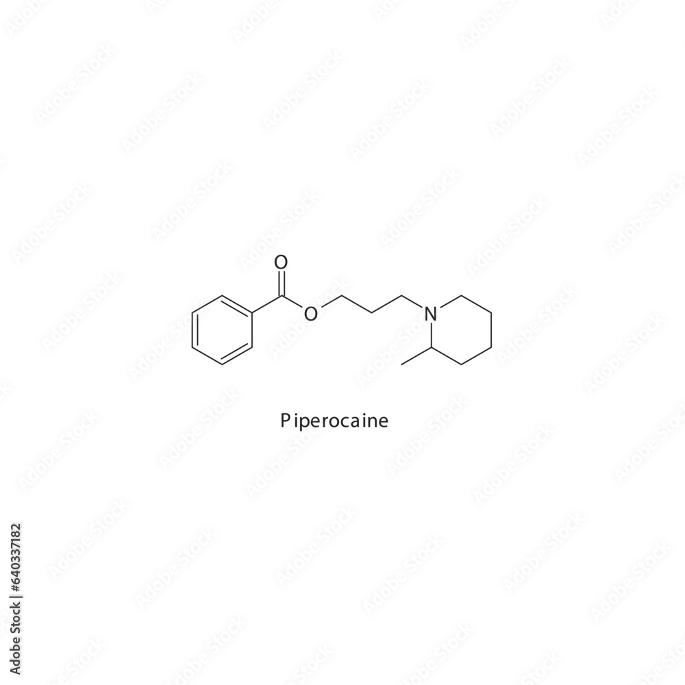 Piperocaine flat skeletal molecular structure Local Anesthetic drug ...