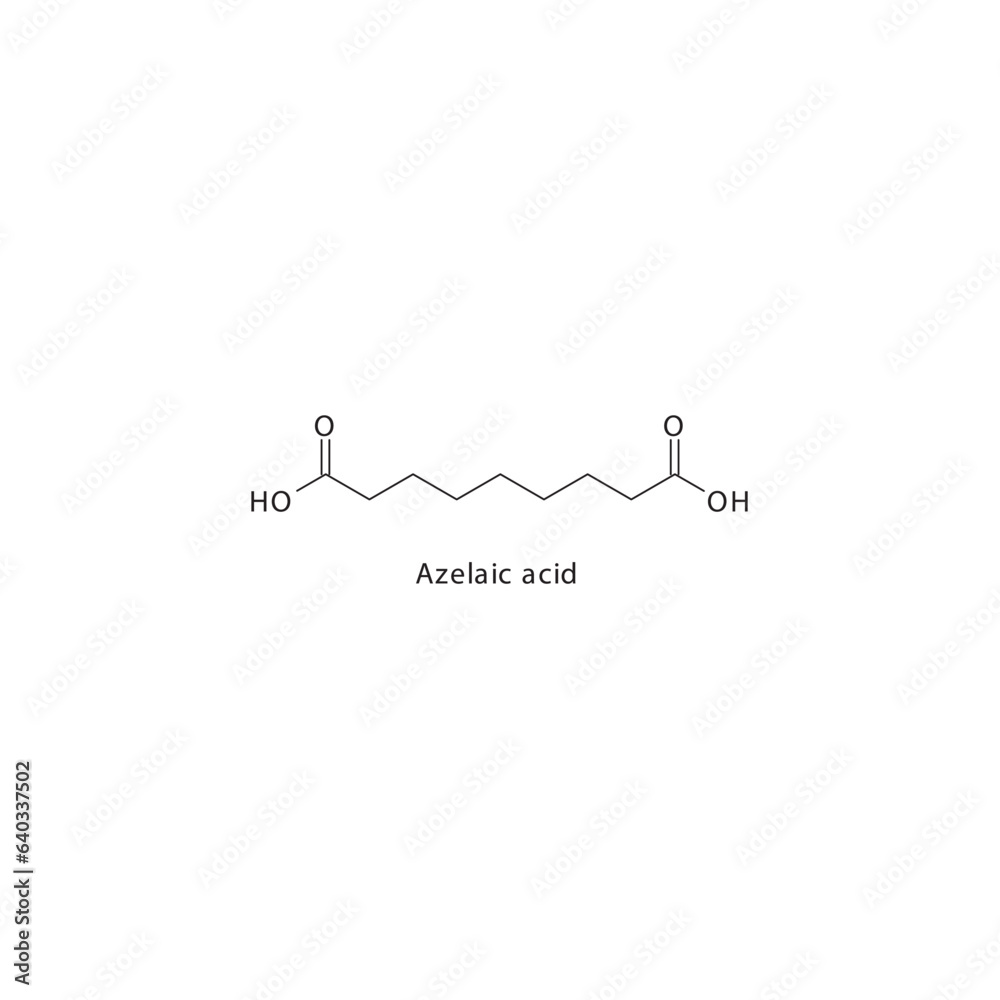 Azelaic acid flat skeletal molecular structure Antibacterial agent drug ...