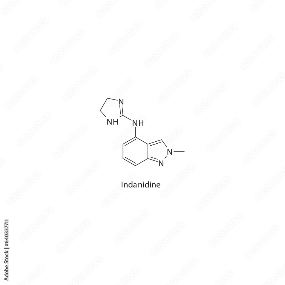 Indanidine flat skeletal molecular structure α1 agonist drug used in ...