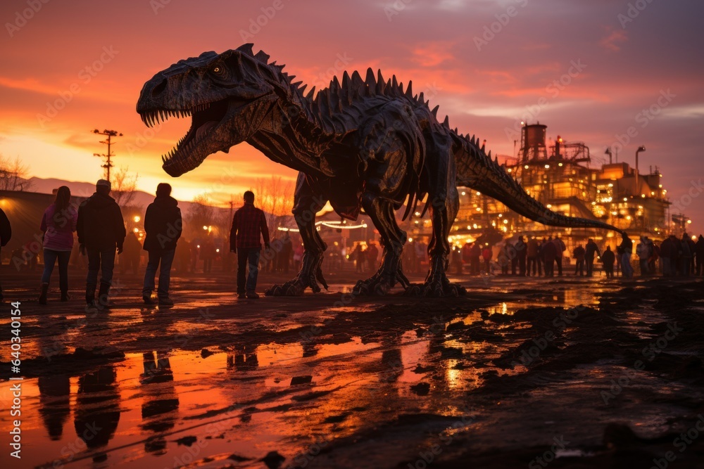 Dinosaur in Oil Puddle: A Metaphor for Fossil Fuel Dependence Stock ...