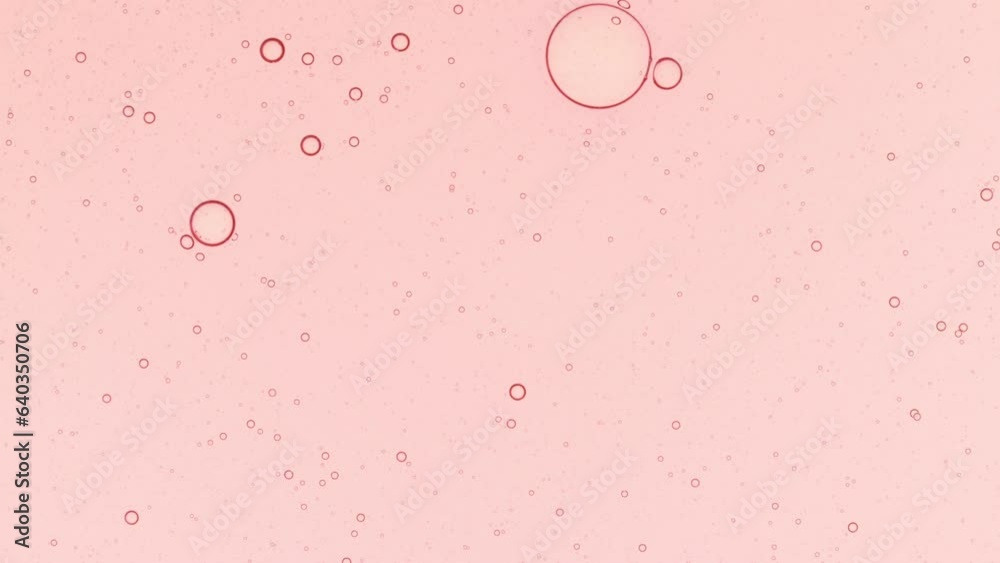 Bubble cluster, cells under a microscope. Transparent cosmetic gel ...