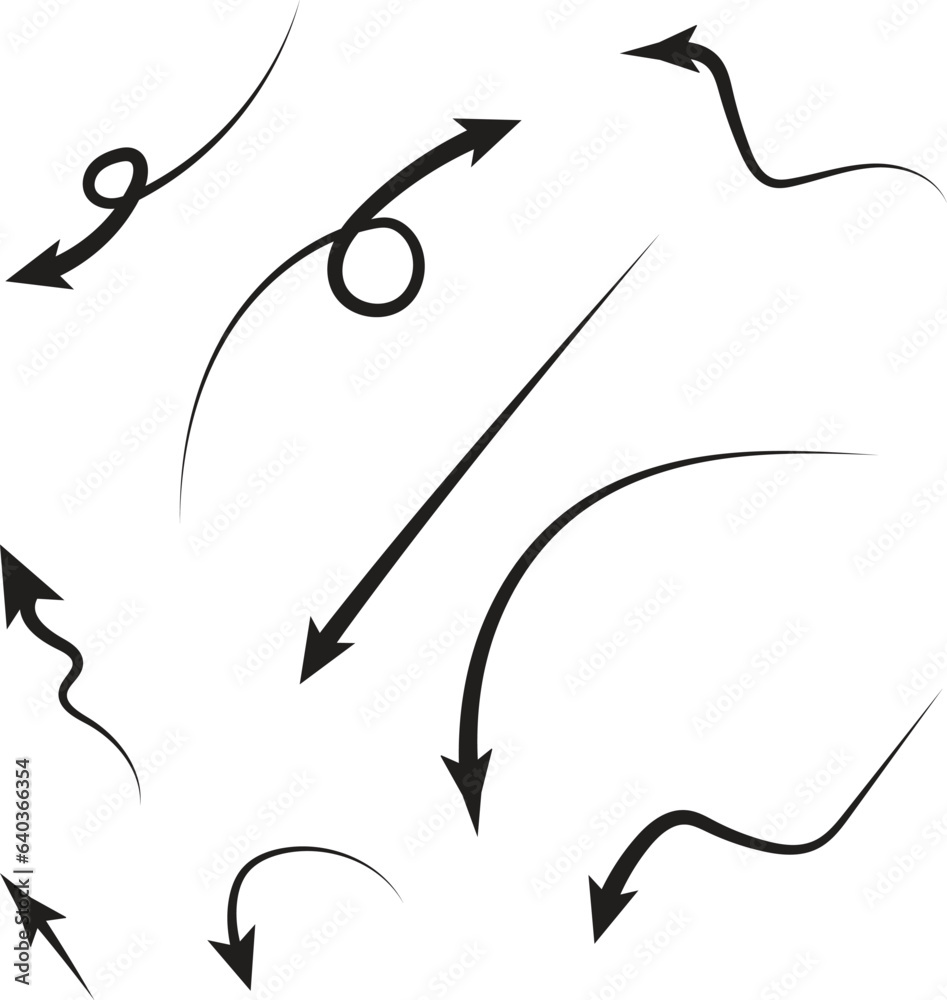 DIrectional arrows vector icons. Arrow lines. Arrow direction vector ...