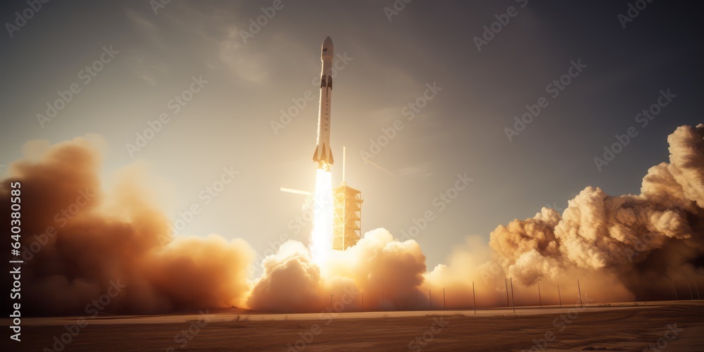 Dramatic Launch of a Space Rocket from a Spaceport. A Mouse's View of ...