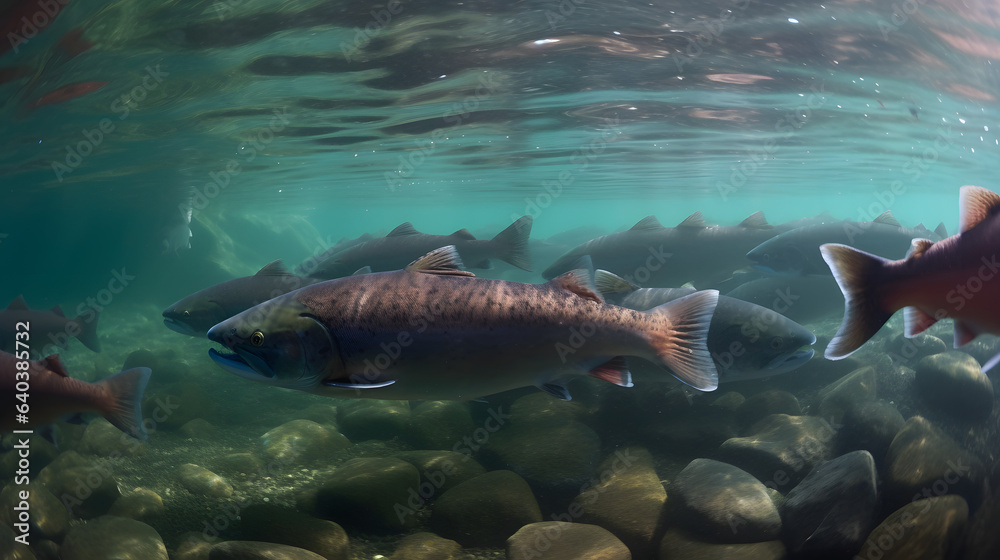 Widescreen Waters: The Panoramic Dance of Trout in Nature's Currents ...