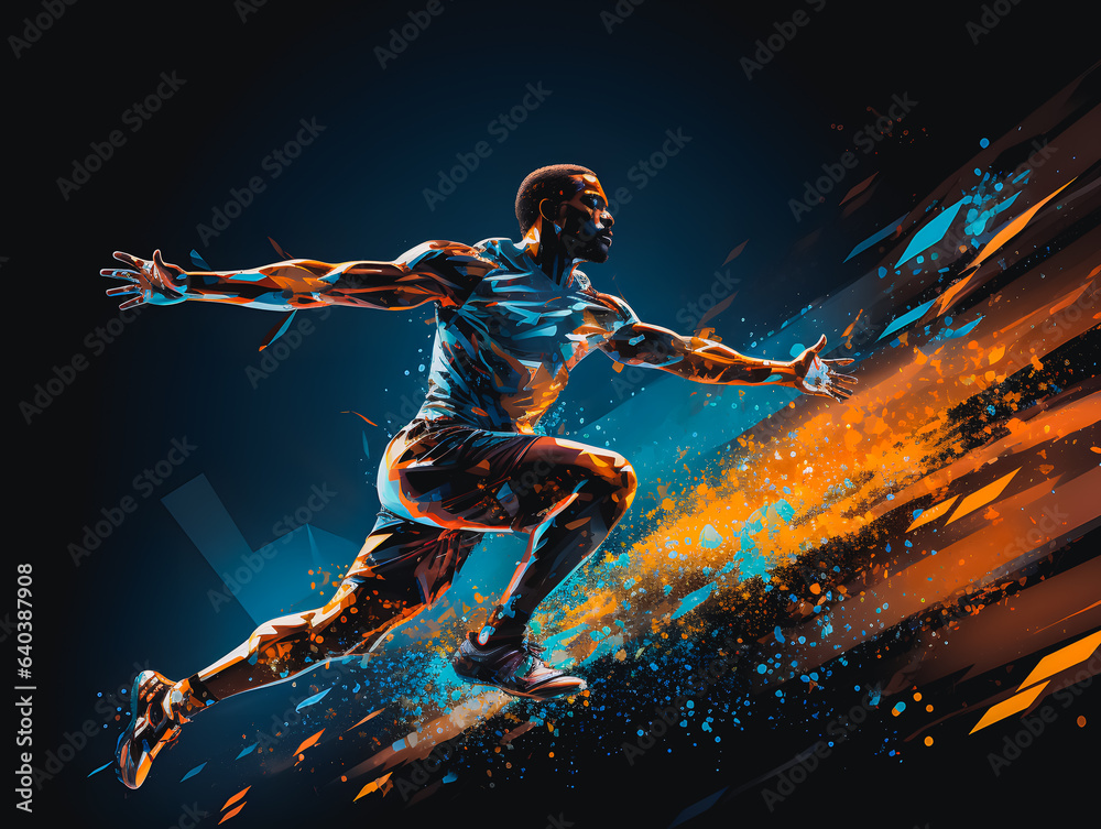 Athletics athlete running. Colorful illustration. Silhouette of a ...