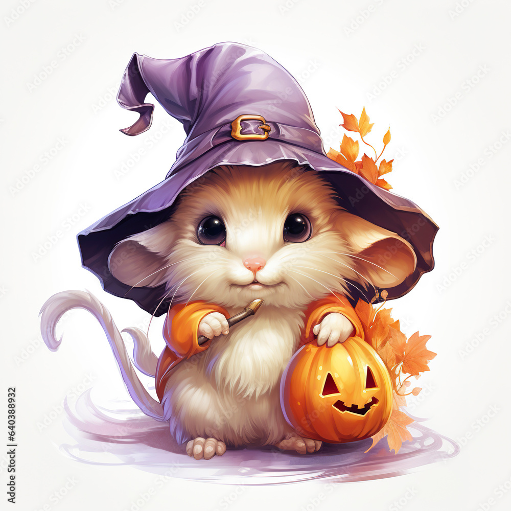 Lush detailed vector illustration of Halloween celebration of cute ...