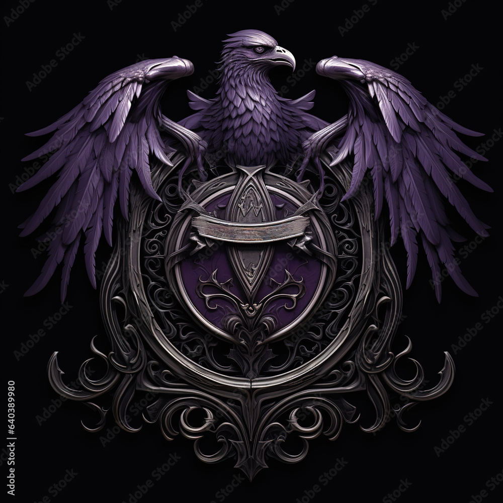 Invictus sigil emblem black silver royal purple raven illustration ...