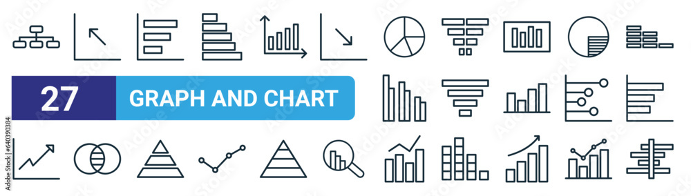 Vetor de set of 27 outline web graph and chart icons such as ...
