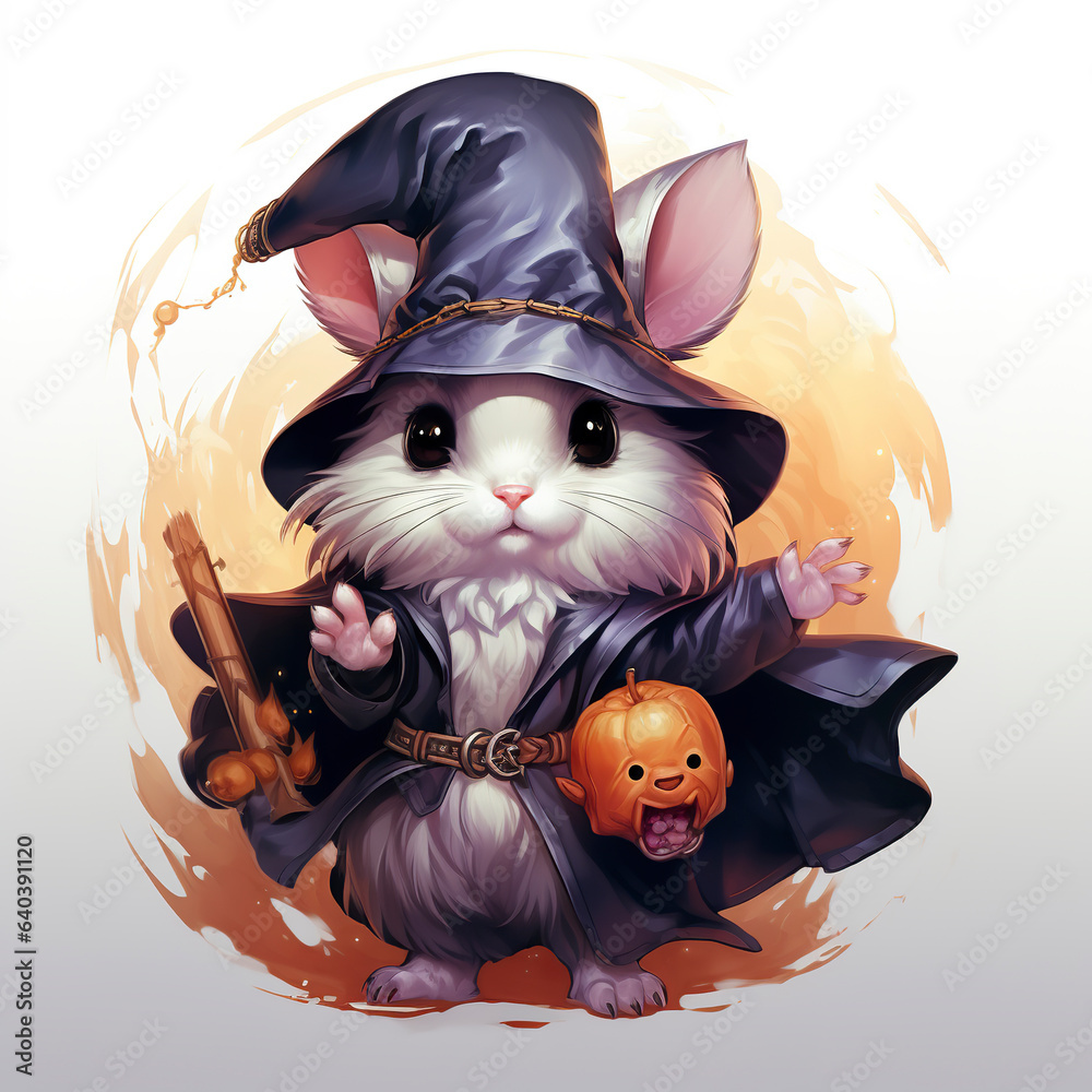 Lush detailed vector illustration of Halloween celebration of cute ...