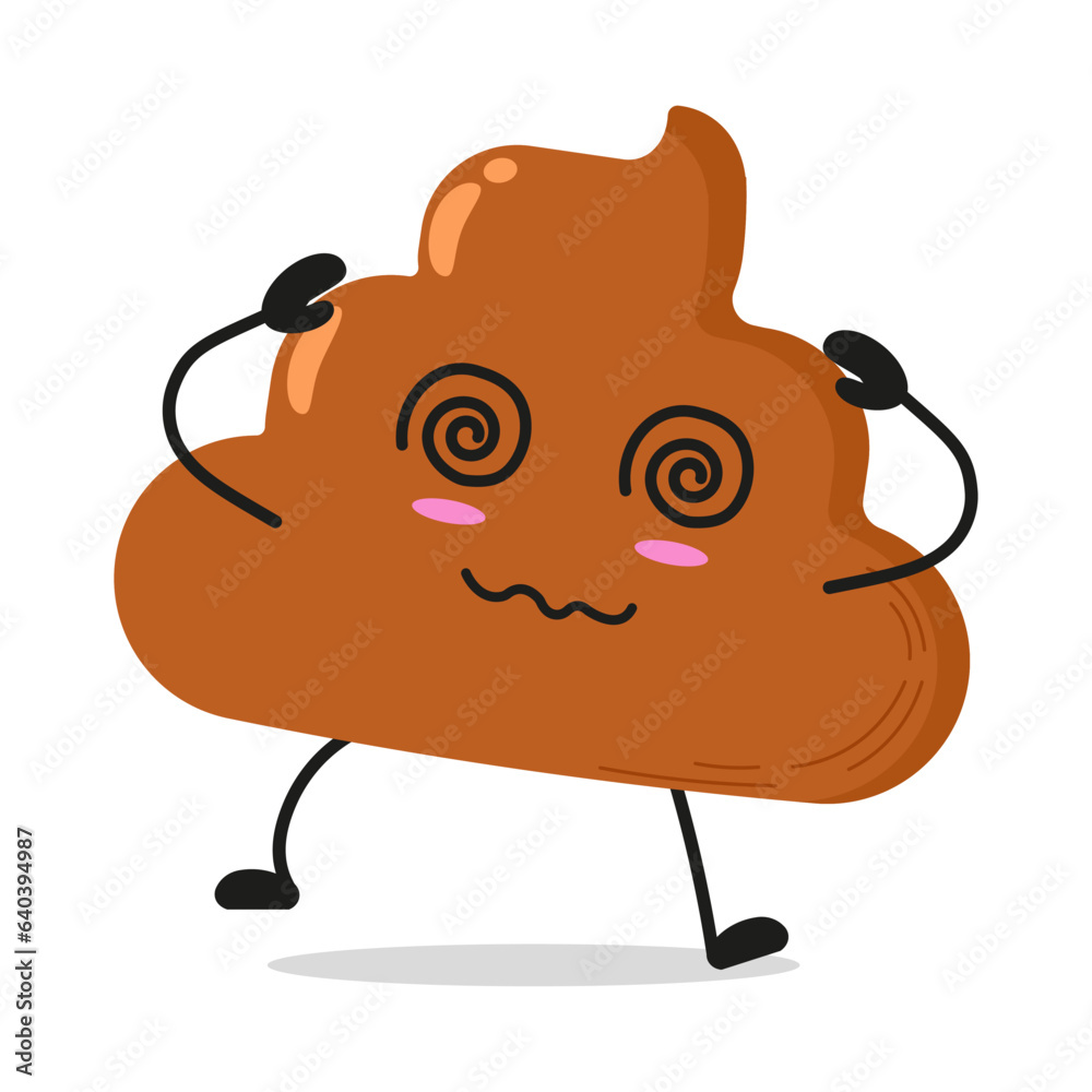 Cute dizzy poo character. Funny confused stool cartoon emoticon in flat ...