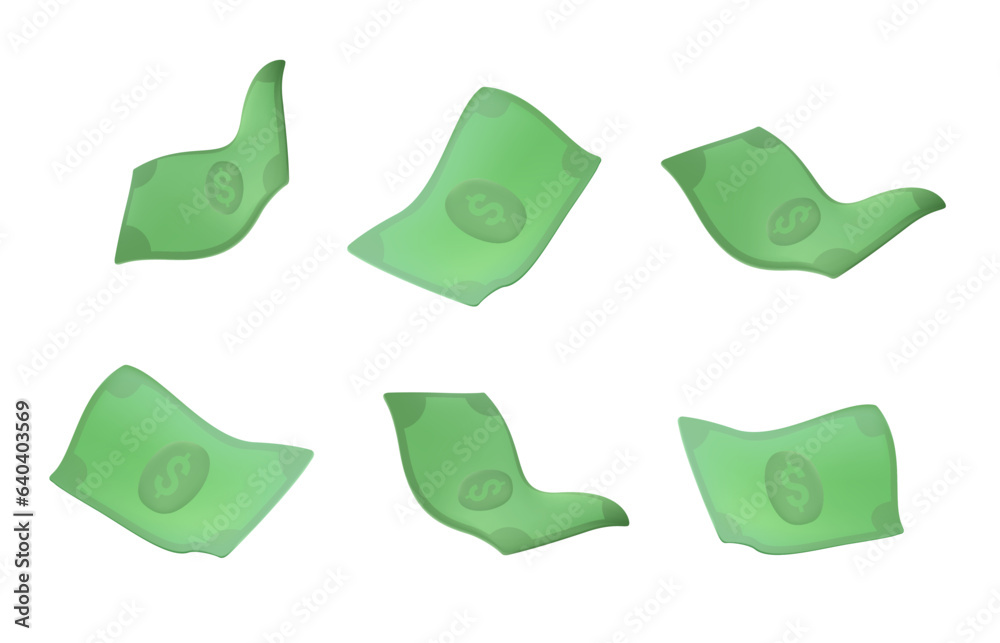 3D Falling dollar banknotes, money rain, 3D vector illustration ...