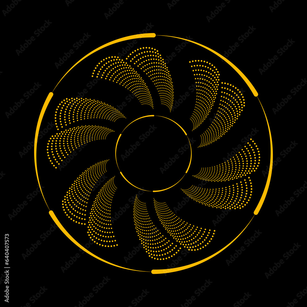 Yellow dots in circle form. Vector illustration. Segmented circle ...