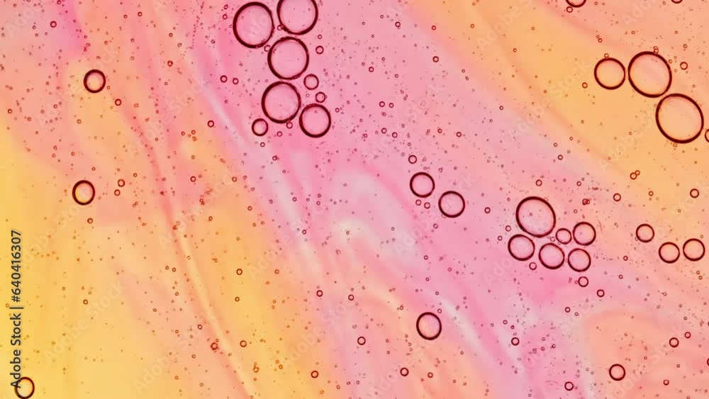 Bubble cluster, cells under a microscope. Transparent multicolor ...