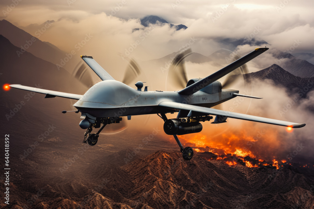 Military drones turned into effective weapons of war. Military fighter ...