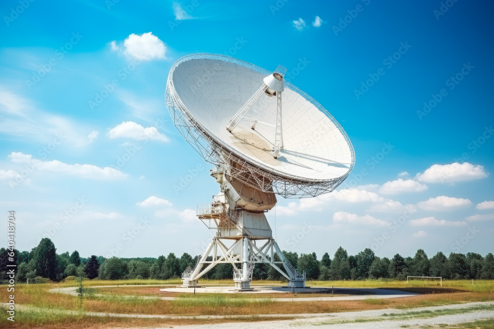 Radio telescope antenna. Disk for radio reception. Antennae observatory ...