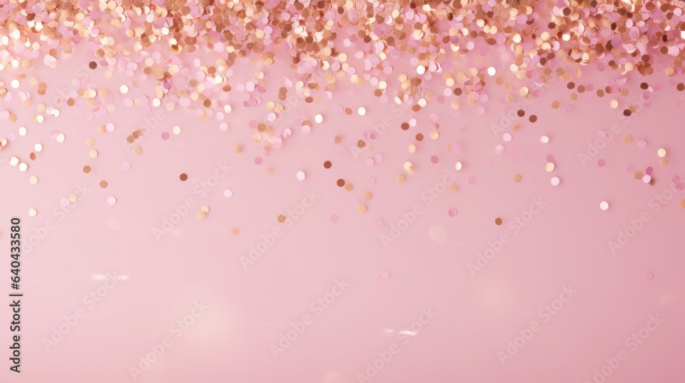 Photo of a festive pink background with shimmering gold confetti Stock ...