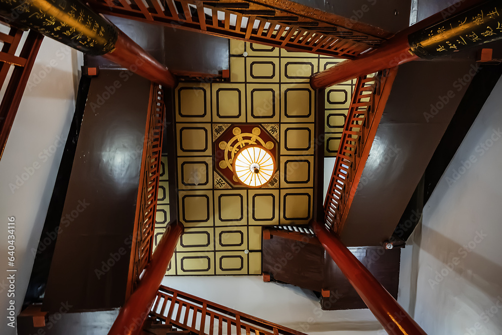 Inside scene of Xi'an Big Wild Goose Pagoda, a Buddhist pagoda height ...