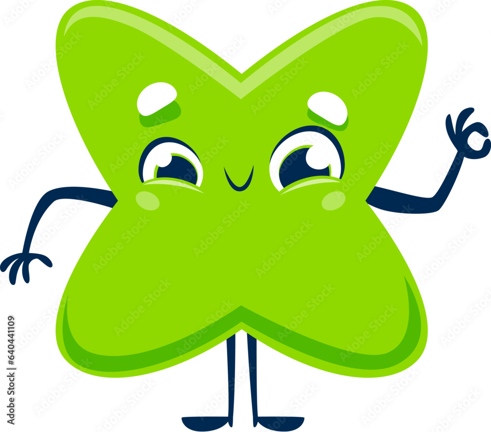 Cartoon cute funny math multiplication sign character, vector kid ...