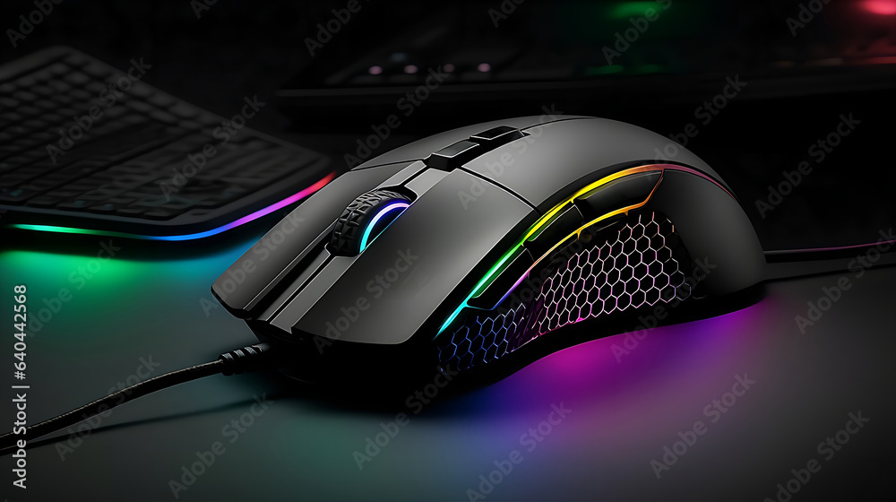 concept of a futuristic Esports super gaming mouse with RGB light Stock ...