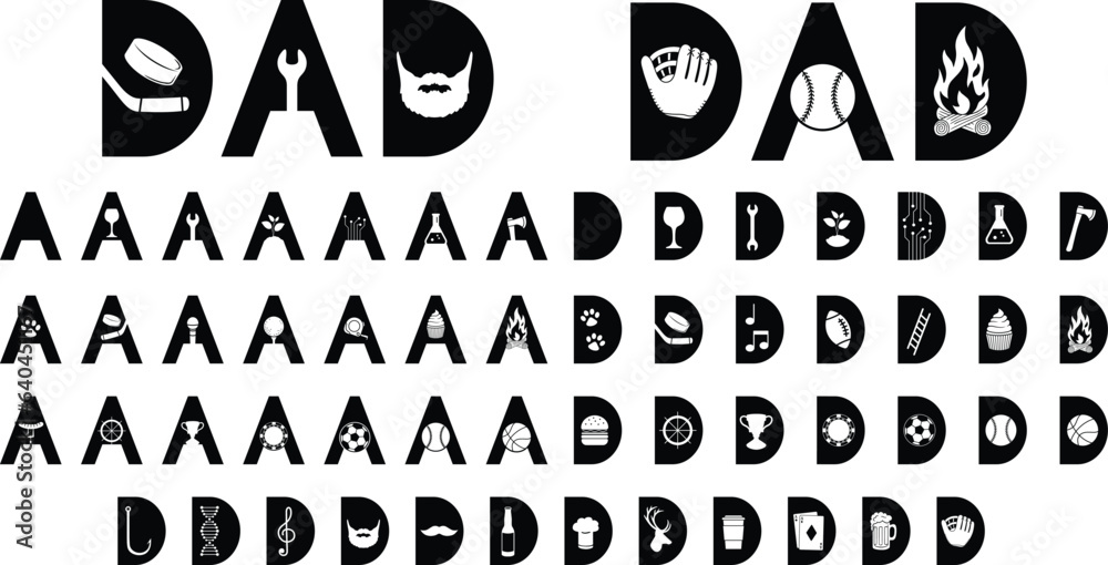 Dad Custom Letter Design Clipart - Build your Own Kit with Sports and ...