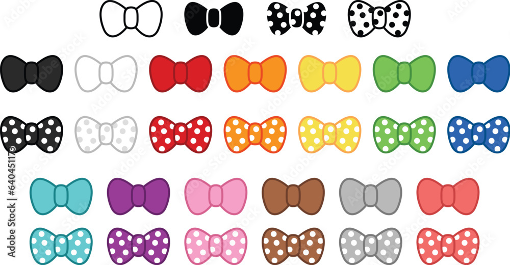 Bow Tie Clipart with Solid Colors and Polka Dots Stock Vector | Adobe Stock