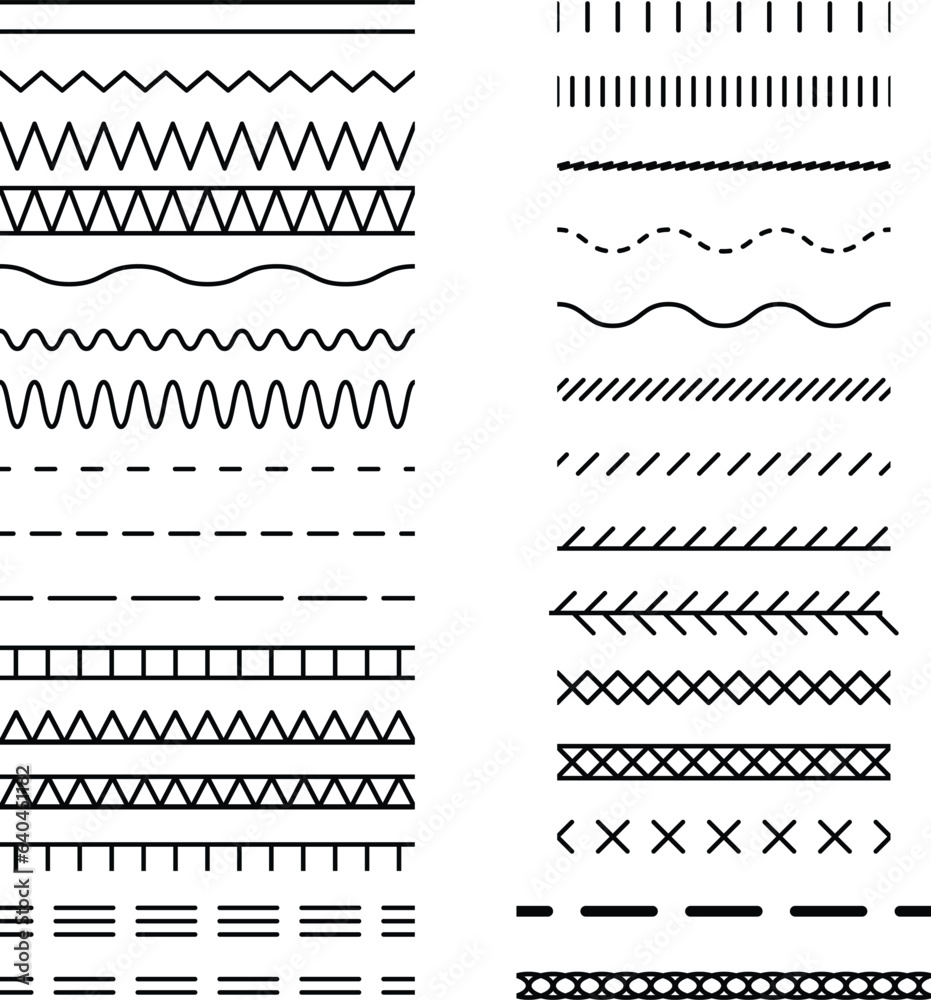 Sewing Stitch Pattern Borders - Seamless Clipart Stock Vector | Adobe Stock