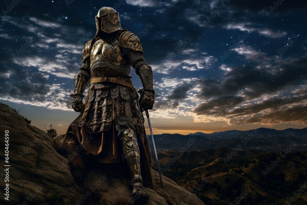 Starlit Legacy: A Medieval Knight's Encounter with the Galaxies Stock ...