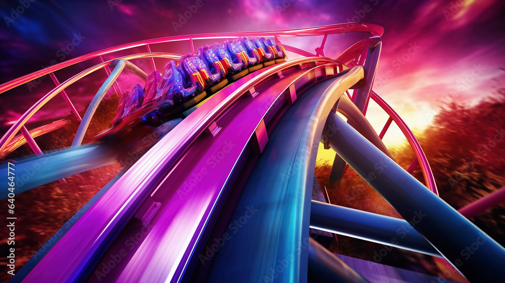 Dive into the vibrant world of roller coasters, where neon-speed ...