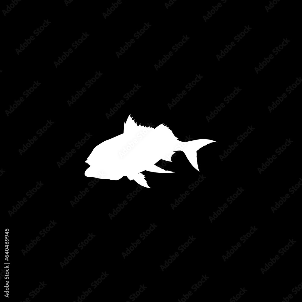 Ruby Snapper (Etelis Carbunculus) Fish Silhouette Illustration for Logo ...