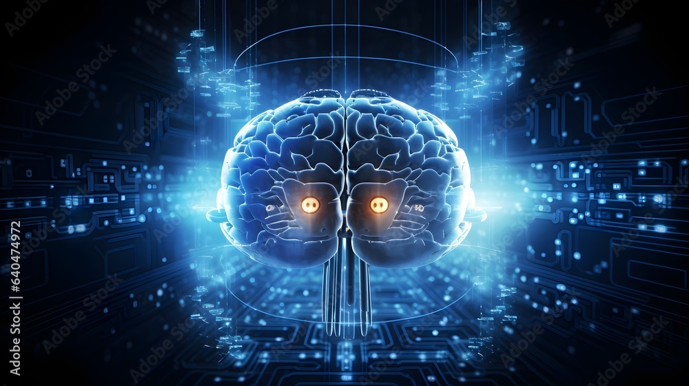3D Rendered Human Brain, Nervous system in the human brain powered by ...