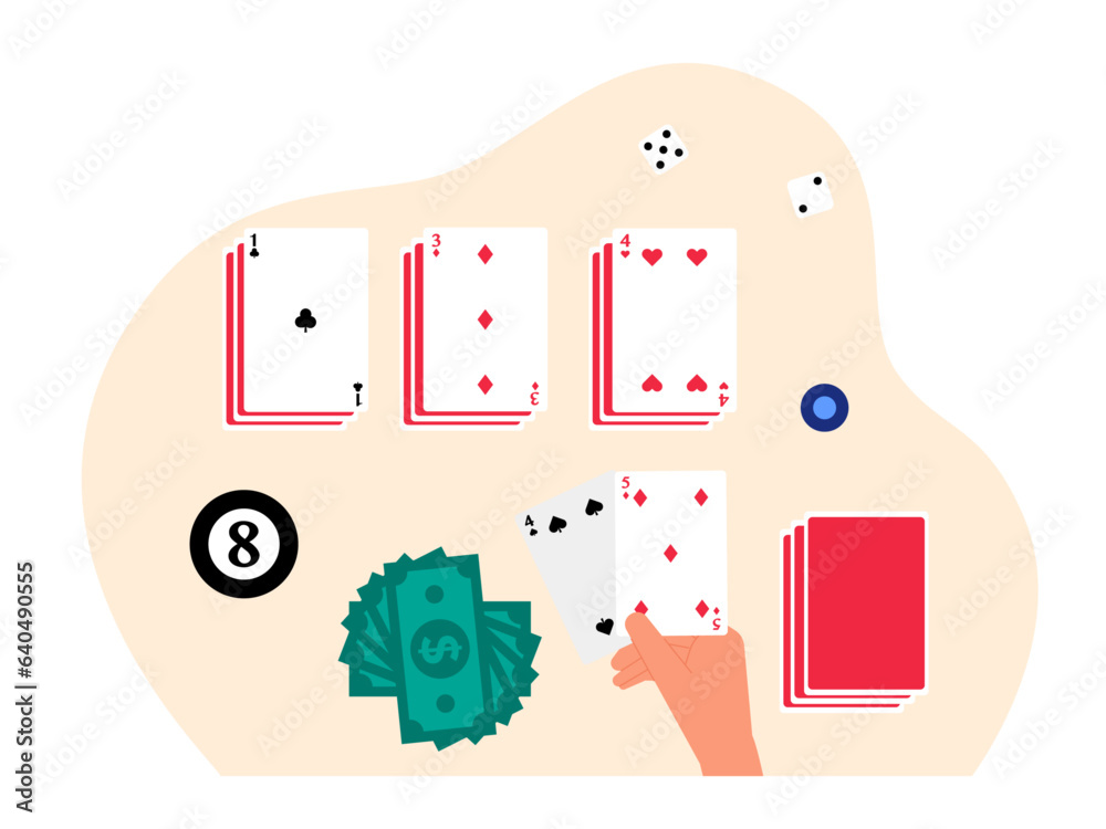 Teenager desktop top view. Flat vector illustration. Top view of wooden ...