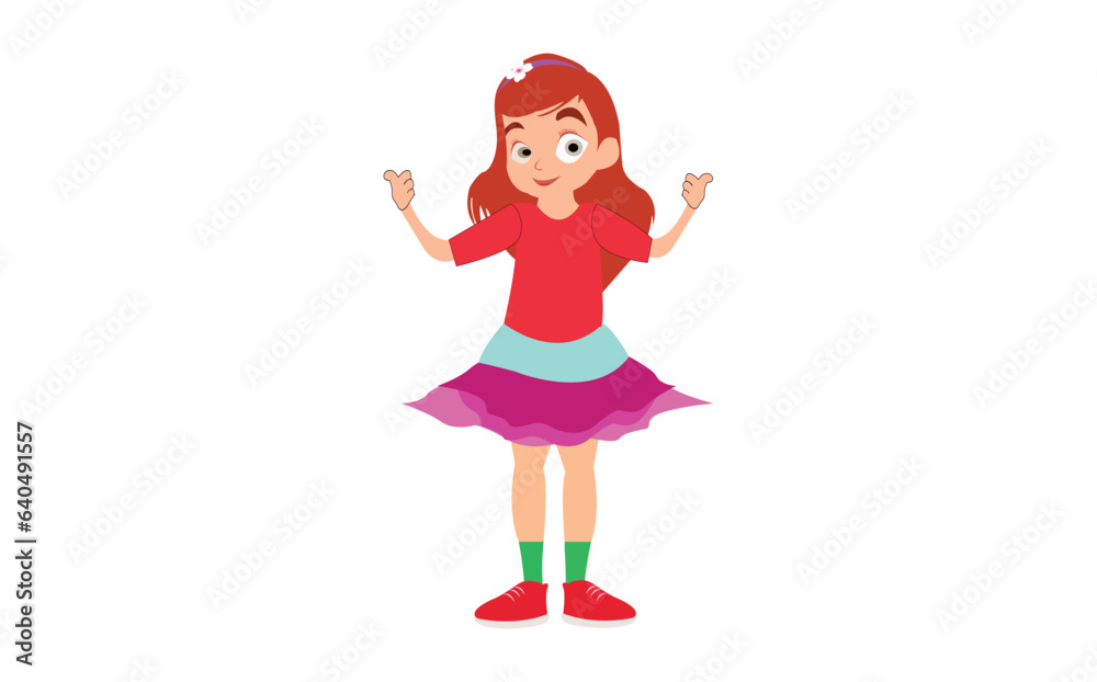 vector teenager girl cartoon character, girl with happy smile on white ...