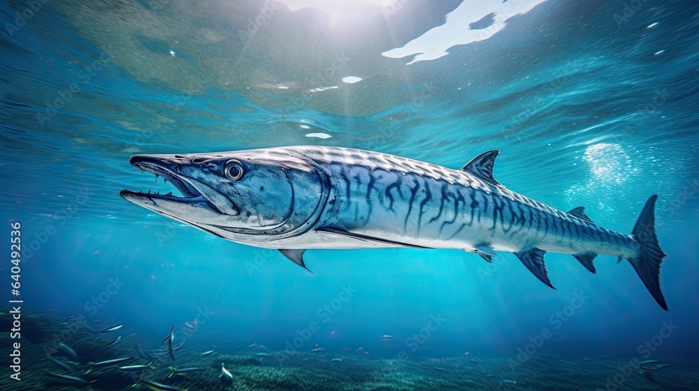 Portrait barracuda fish appearing in the sea AI Generative Stock ...