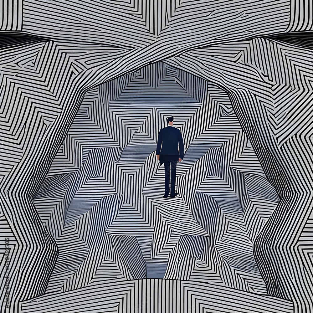 Illustrating a man in anxiety through digital illustration, inspired by ...