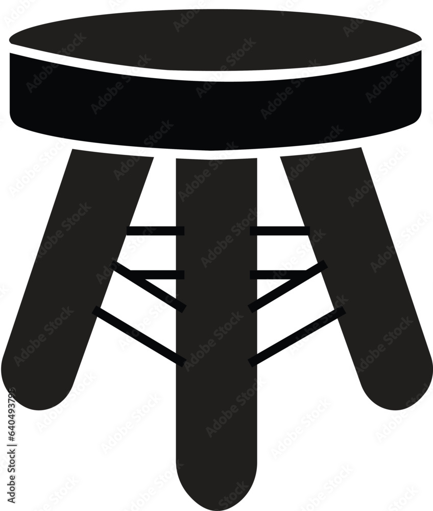 black flat stool with three legs. Colorful three legged stool isolated ...