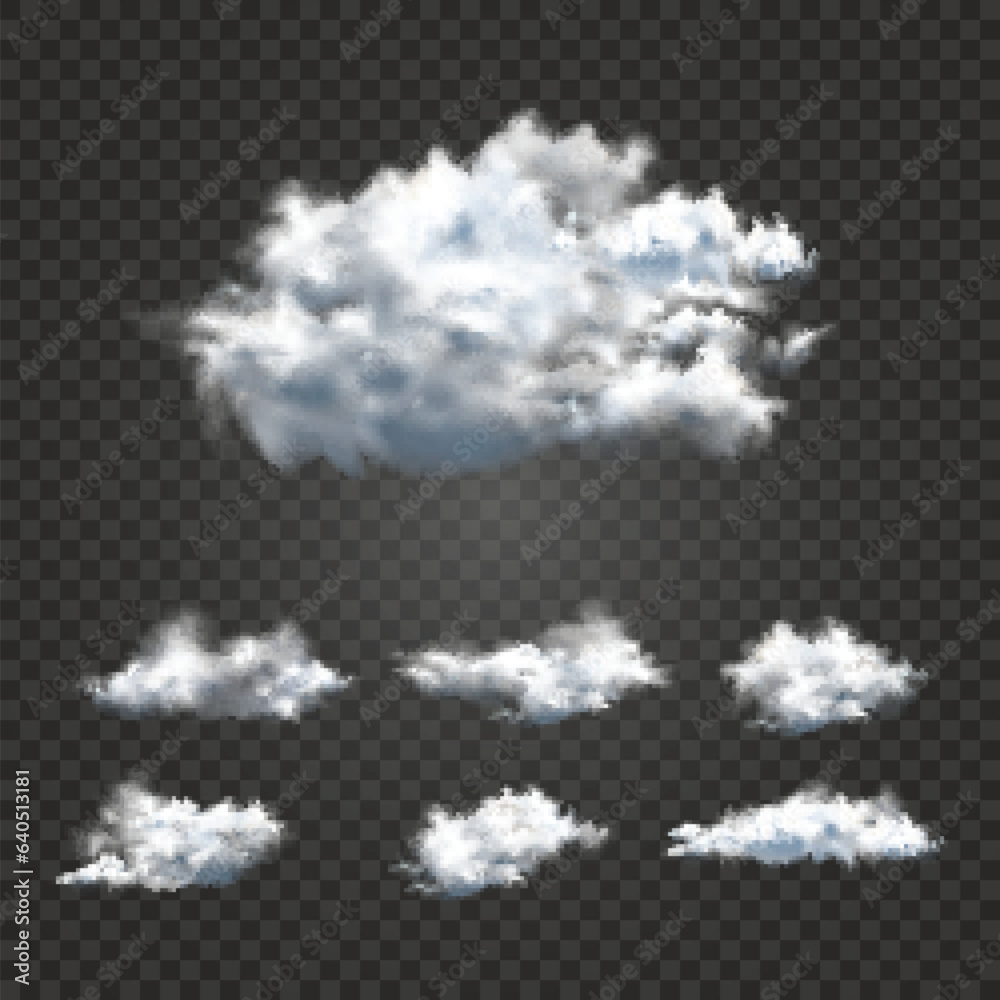 Clouds set. vector illustration collection realistic different clouds ...