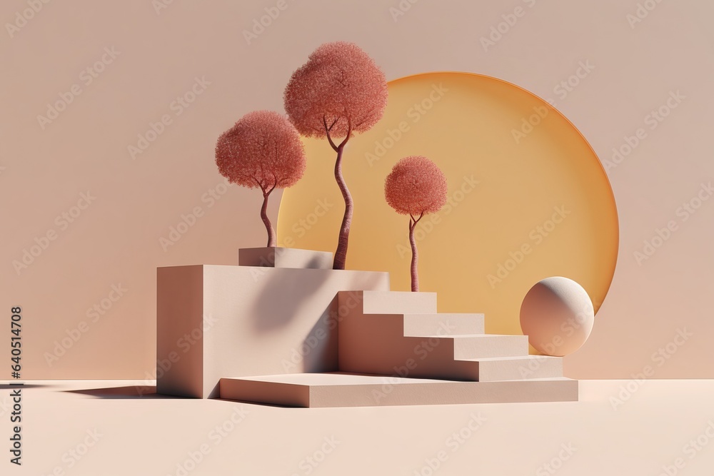 premium podium tree studio minimal geometric splay pastel form steps 3d ...