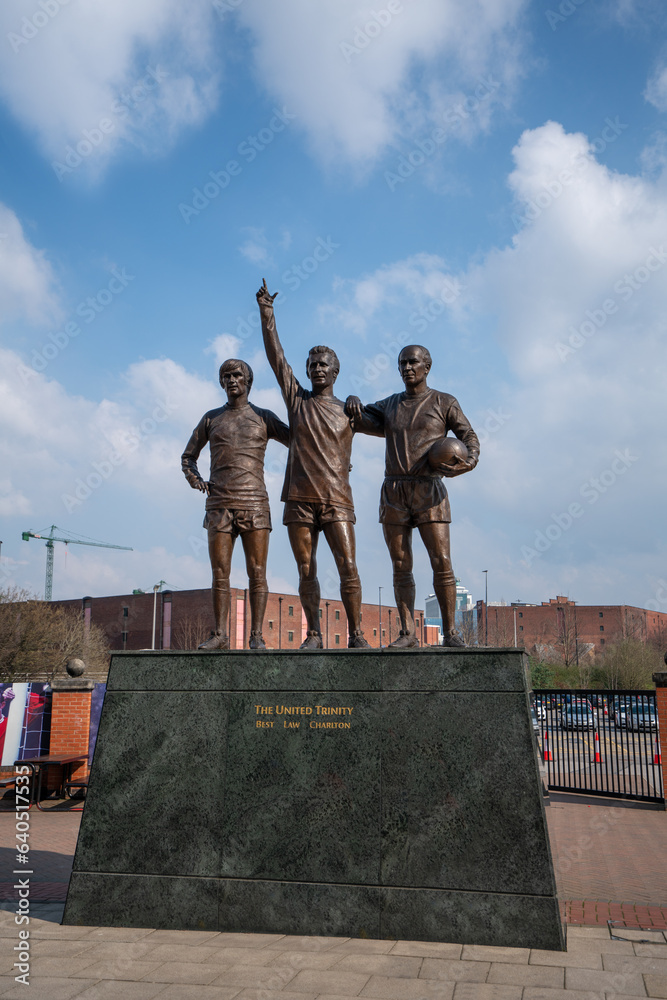 MANCHESTER, UK - Aug 28, 2023 : The United Trinity, statue outside Old ...